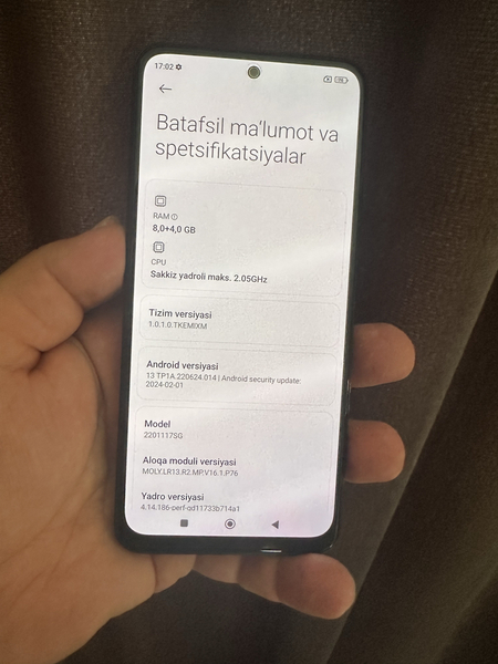 Redmi note 11 s sotiladi 128/8 usb orginal zaryatchik