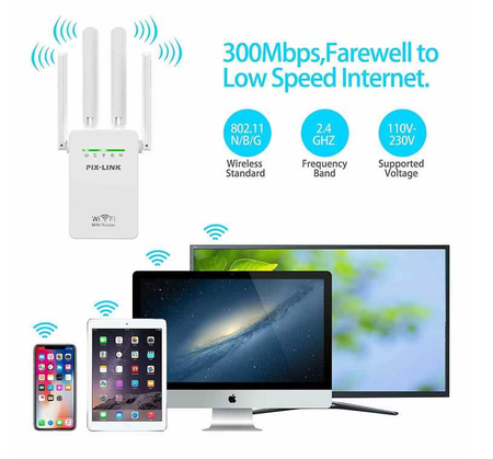 Pix-Link Усилитель WiFi kuchaytirgich 3 в 1 репитер мини роутер ОПТОМ