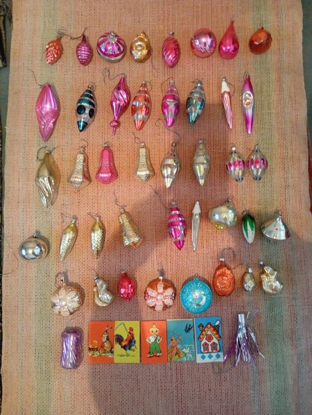 Ёлочные игрушки стеклянные советские
