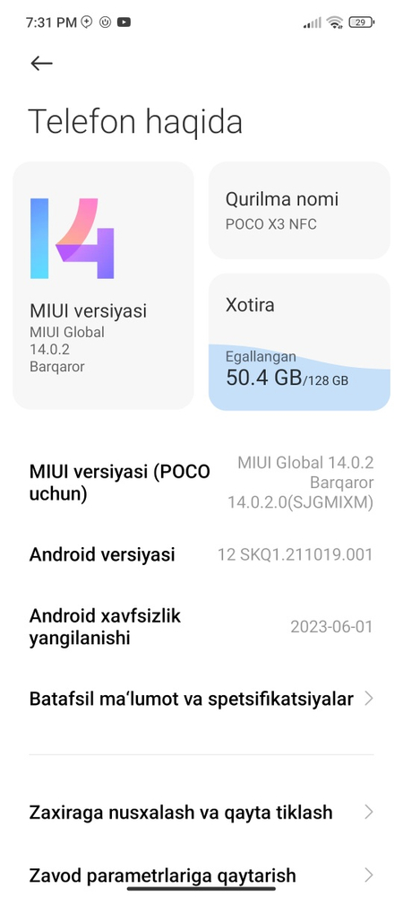 Poco x3 NFS sotiladi