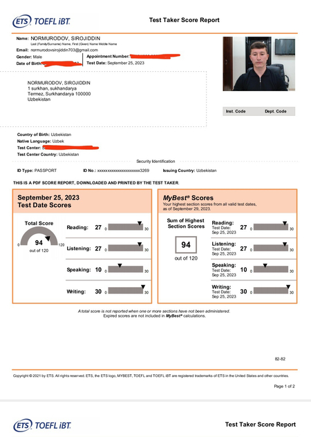 TOEFL ibt for PhD programs or masters