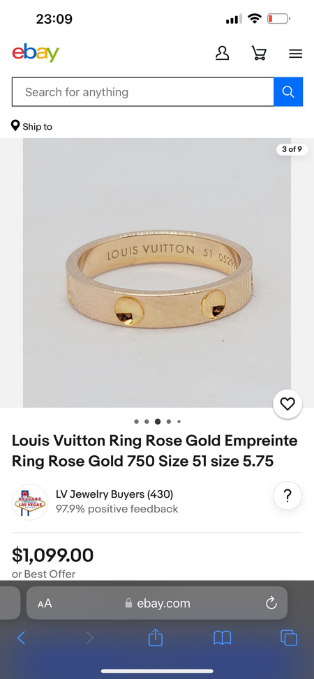Кольцо Louis Vuitton 750