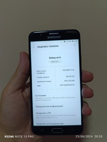 Samsung J6 bir qo‘l ishlagan