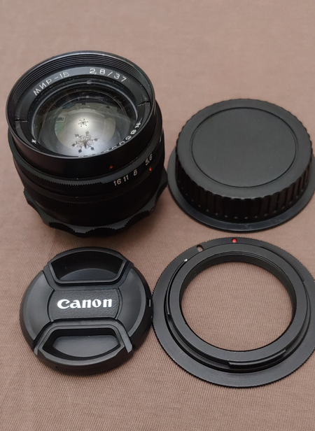 объектив Мир 1В 37mm f/2.8+ адаптер Canon -M42