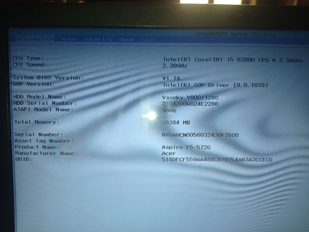 Asec Aspire F5 - 572G