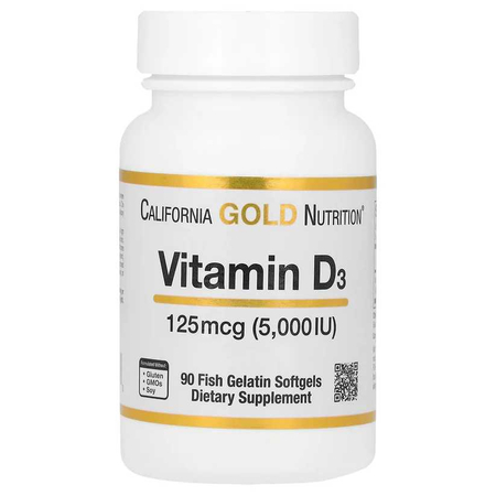 Доставка по Ташкенту! California Gold Nutrition, Vitamin D3,(5,000 IU]