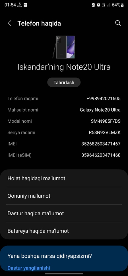 Samsung note 20 ultra