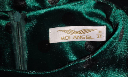 Турецкий платье Moi Angel  изумрудный бархат в горошек М размер