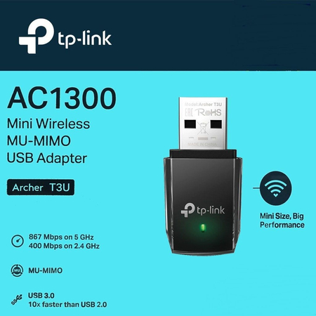 СКИДКА! Двухдиапазоный USB Wi-Fi Адаптер Tplink Archer T3U AC1300
