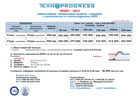 Производство стеновых и кровельных панелей типа «сэндвич».