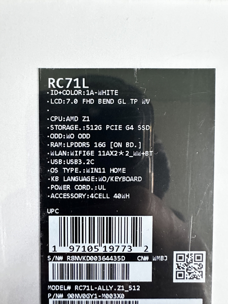 Asus Rog Ally Z1 16/512GB FHD IPS 144Hz Touch