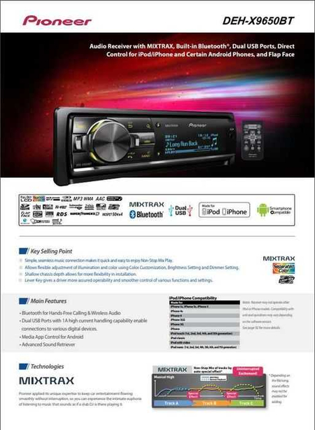Pioneer DEH-X9650BT Автомагнитола