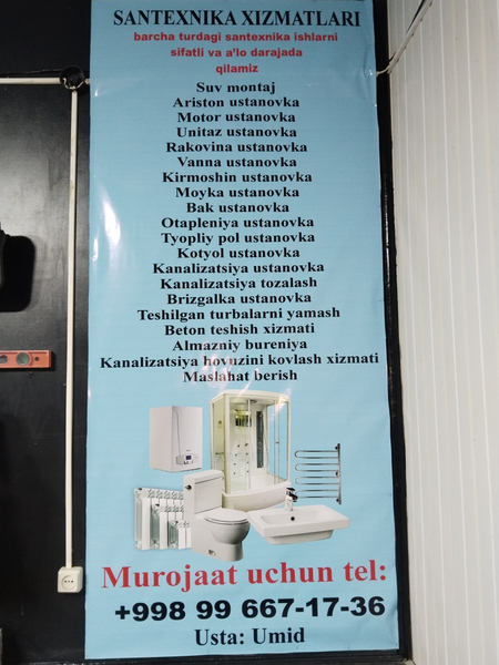 Ishga taklif qilamiz Santexnika va ichki remont ishiga