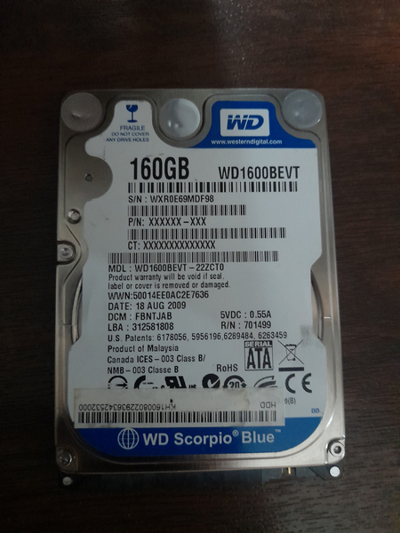 wd scorpio blue 160GB