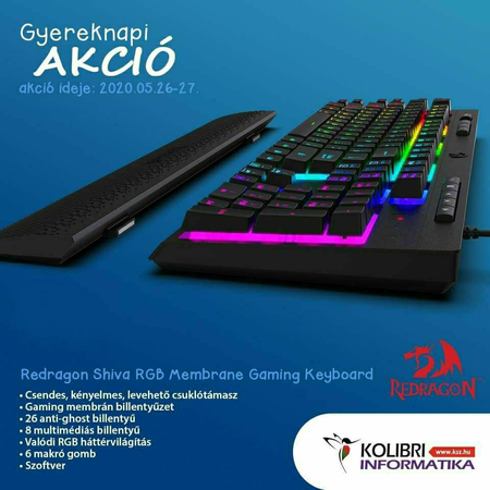 RU/ENG!Игровая Мембраная Клавиатура  Redragon SHIVA K512 RGB