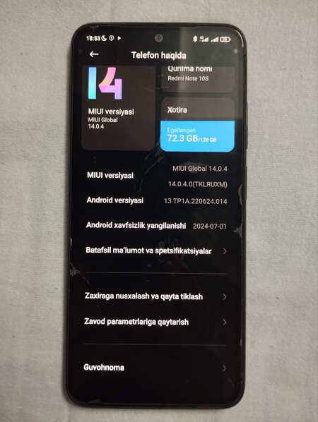 Redmi_Not_10S. Garantiya 1 oy