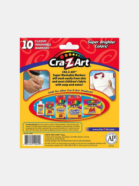 Многоцветные маркеры CRA-Z-ART, с широкой линией для детей, 10 шт