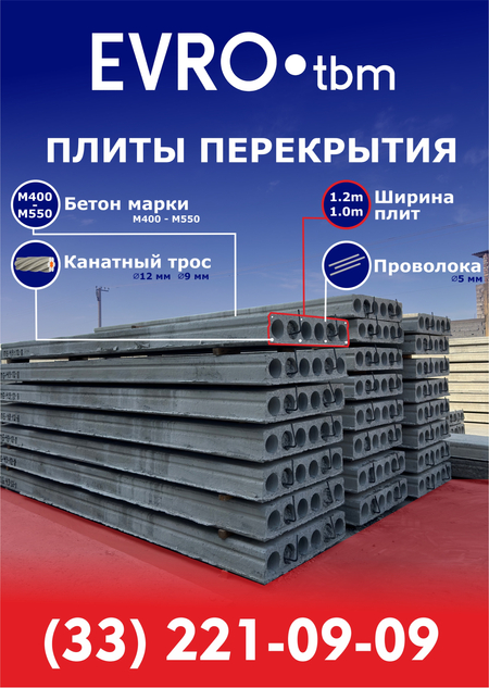 Плиты перекрытия по низким ценам напрямую с завода  1,2 и 1