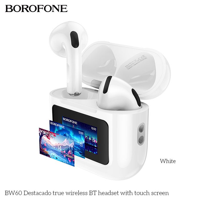 Наушники Borofone BW60 AirPods 4 с интеллектуальным сенсорным экраном