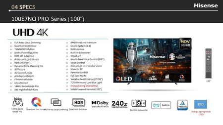 Премиум телевизор Hisense 100U7KQ MINI-LED 144Hz