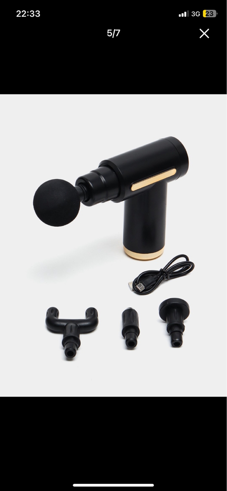 Массажный пистолет для тела Massage Gun, с 4 насадками