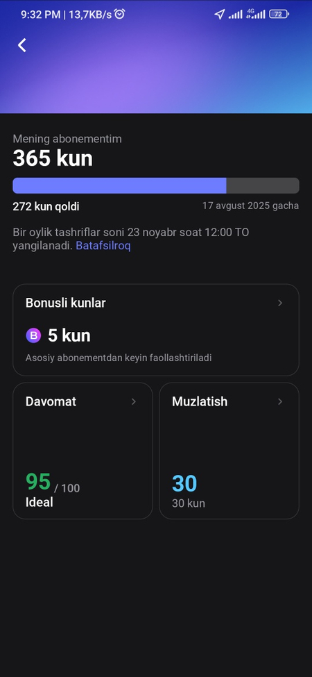 One fit abonimenti 1yillik(9oy uchun 420mingdan )