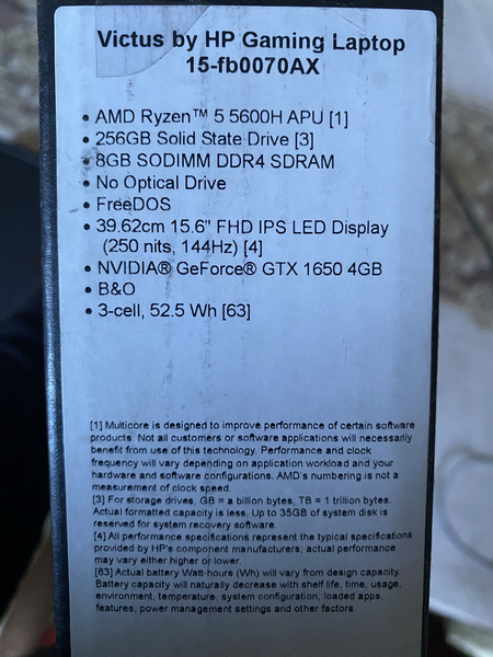 HP Victus Gaming Laptop Ryzen5 15-fb0070AX