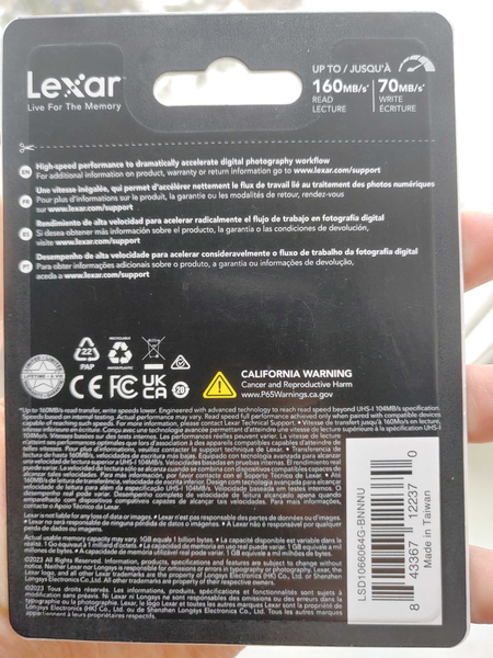 Lexar 64gb Sd card TAIWAN