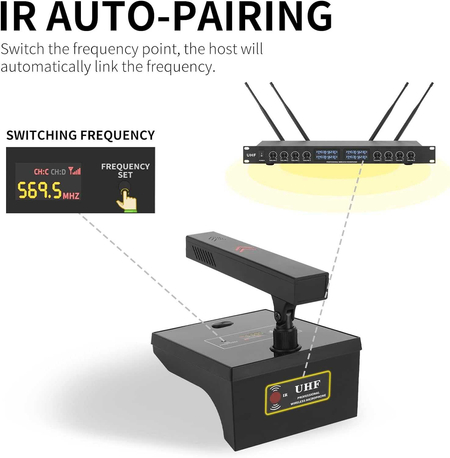 XTUGA YT8 UHF 8 Channel Desktop Gooseneck Microphone System