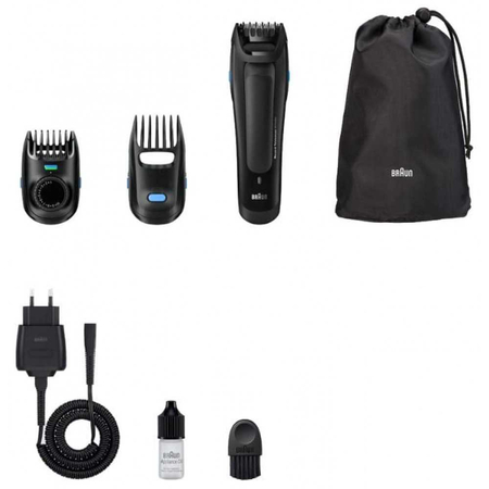 Триммер Braun Beard Trimmer BT5050 черный/голубой
