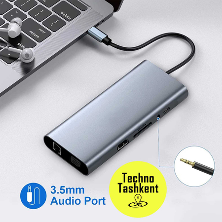 Type-C Hub 11 in 1 (Hdmi/Lan/Usb/VGA/Audio) (Garantiya) (Dostavka Bor)