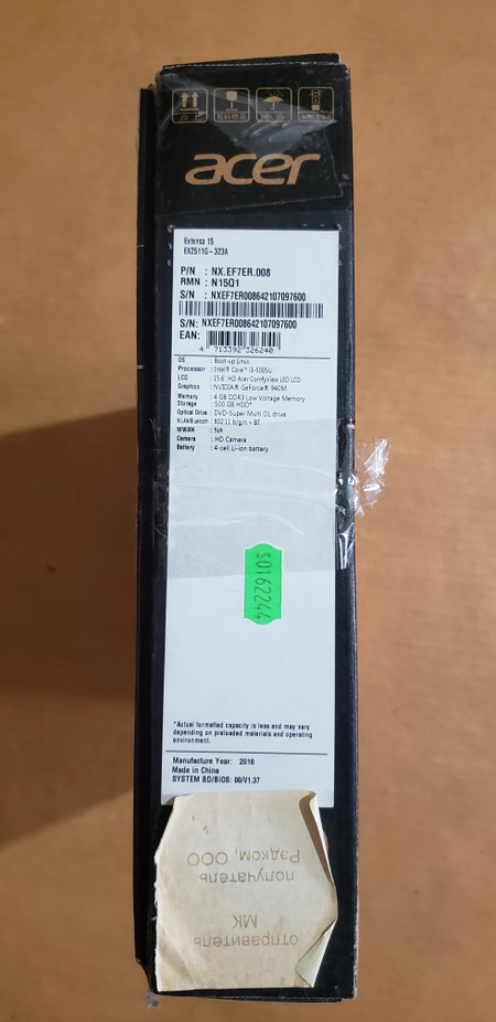 Рабочая лошадка Acer i3 5005u/16gb ОЗУ/Geforce 940m 2gb/120gb SSD