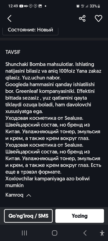 O'zini  sevadigan kishilar uchun  bomba