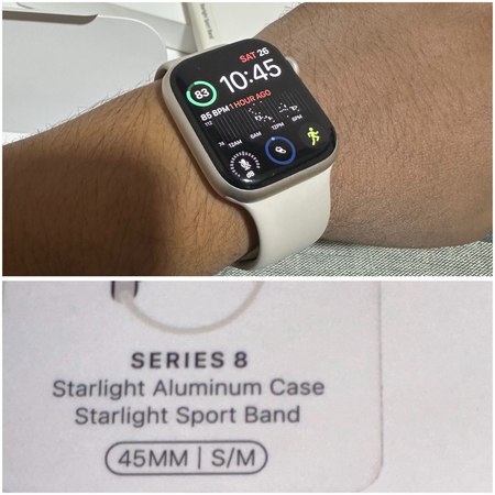Apple Watch 8 45 Starlight, 100%