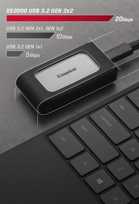 Портативный SSD Kingston SX2000 1Tb скорость чтения и записи 2000Мб/с