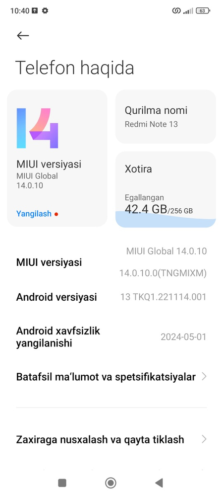 Redmi Not 13  8/256 Atpechatka sensrda