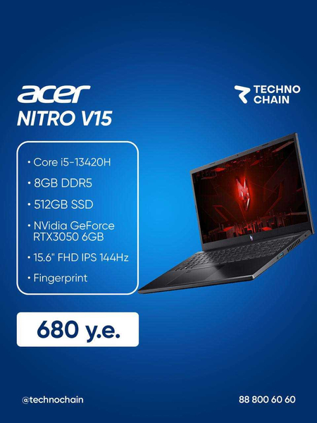 Grafika&Video ishlar uchun noutbuk-Acer Nitro V15/Dasturlash BEPUL