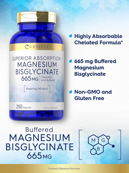 Магний бисглицинат 665 мг. Magniy bisglicinat 665 mg USA.