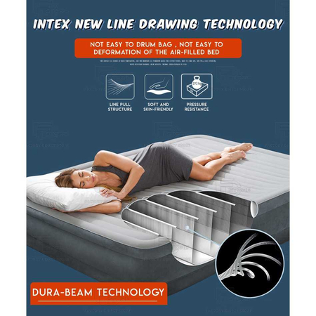 Кровать надувной Двуспальная Intex-203×152×46 см. ДОСТАВКА БЕСПЛАТНО