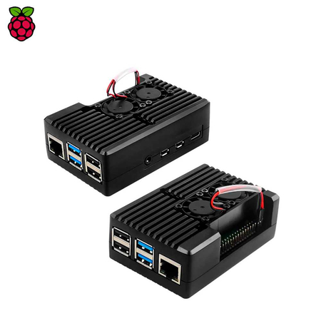 Алюминиевый корпус с кулером охлаждения - для Raspberry Pi 4B