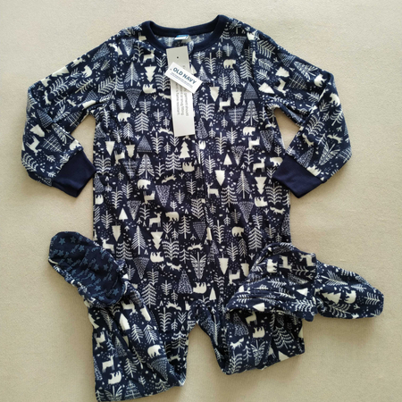 Новая из США Old Navy флисовая теплая пижама слип комбинезон 4- 5 лет