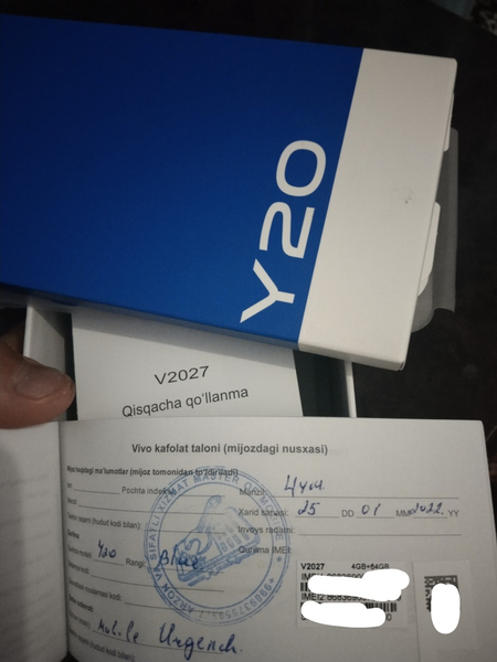 ViVO Y20 4+1 RAM 64 GB ROM