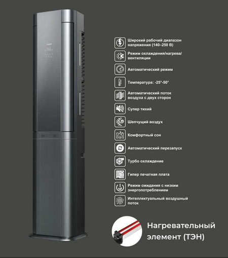 Колонный кондиционер 7TECH 24 inverter, Лето-Зима с доставкой на дом.