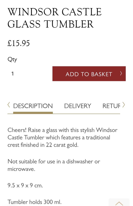 Стакан  украшенный
 22-каратном золотом  Windsor castle tumbler