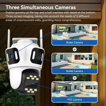 P15 PTZ Camera ICSee 360 WiFi Kamera 3 ko‘zlik kamera
