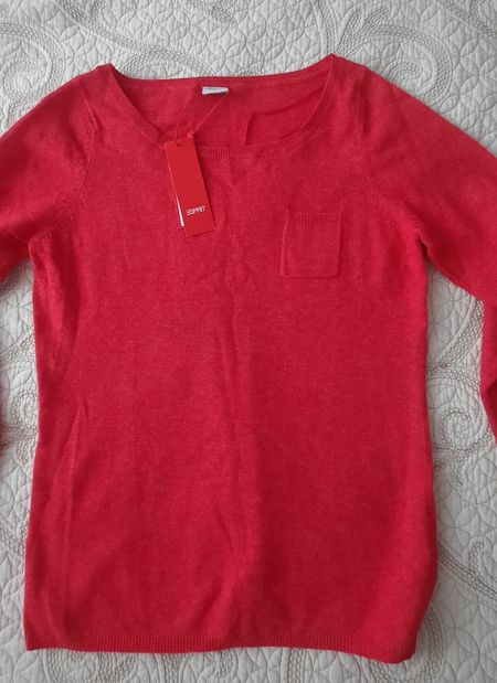 Тонкий свитер. Шерсть, цвет коралл. Xl. Esprit,  из Германии.