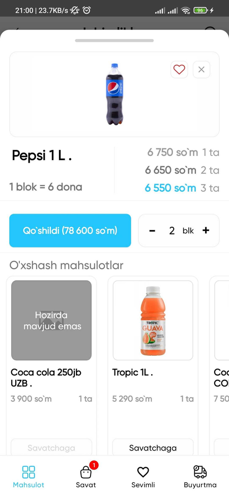 Tovarlarni onlayn savdo, Yetkazib berish va boshqa biznelar u/n ilova