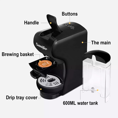 Кофемашина Sonifer 3в1 SF-3551 Nespresso, Dolce Gusto, Ground Coffee