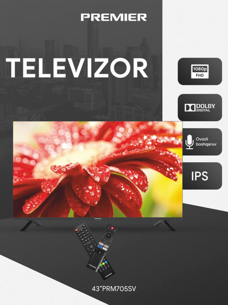 Telvizr Premeir 43PRM705SV Full HD. Для дома.