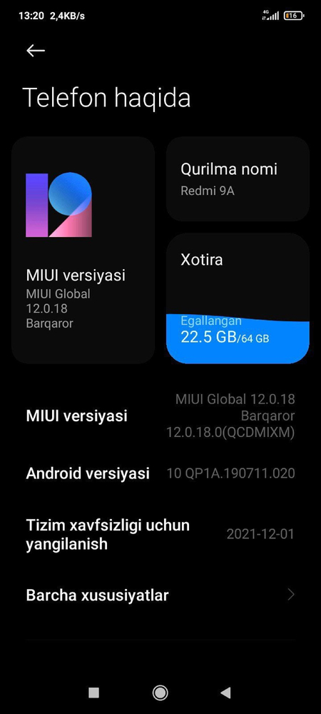 Redmi 9a 4/64 full